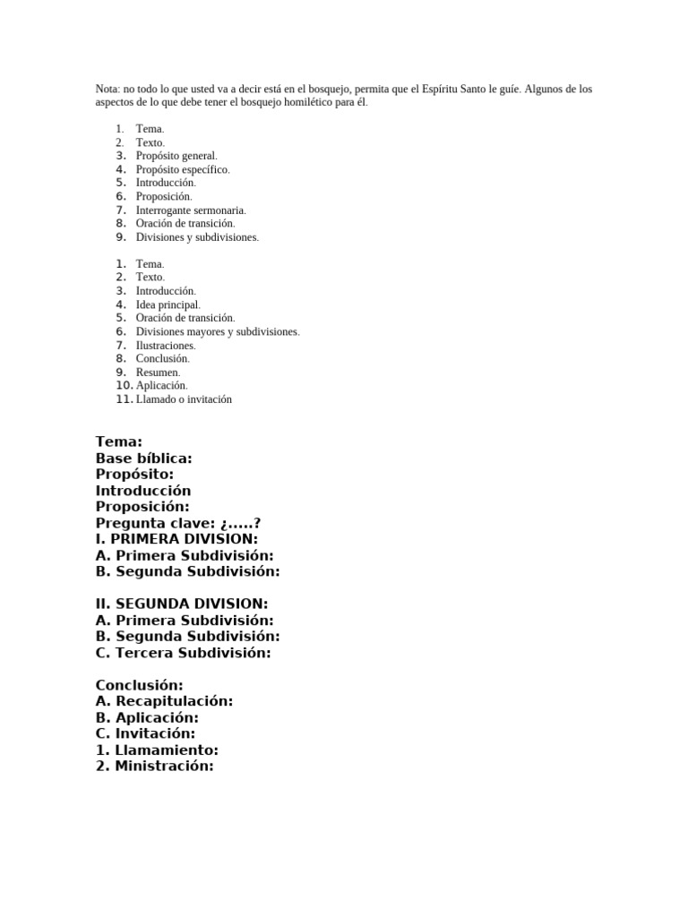 Estructura de un Bosquejo Homilético | PDF