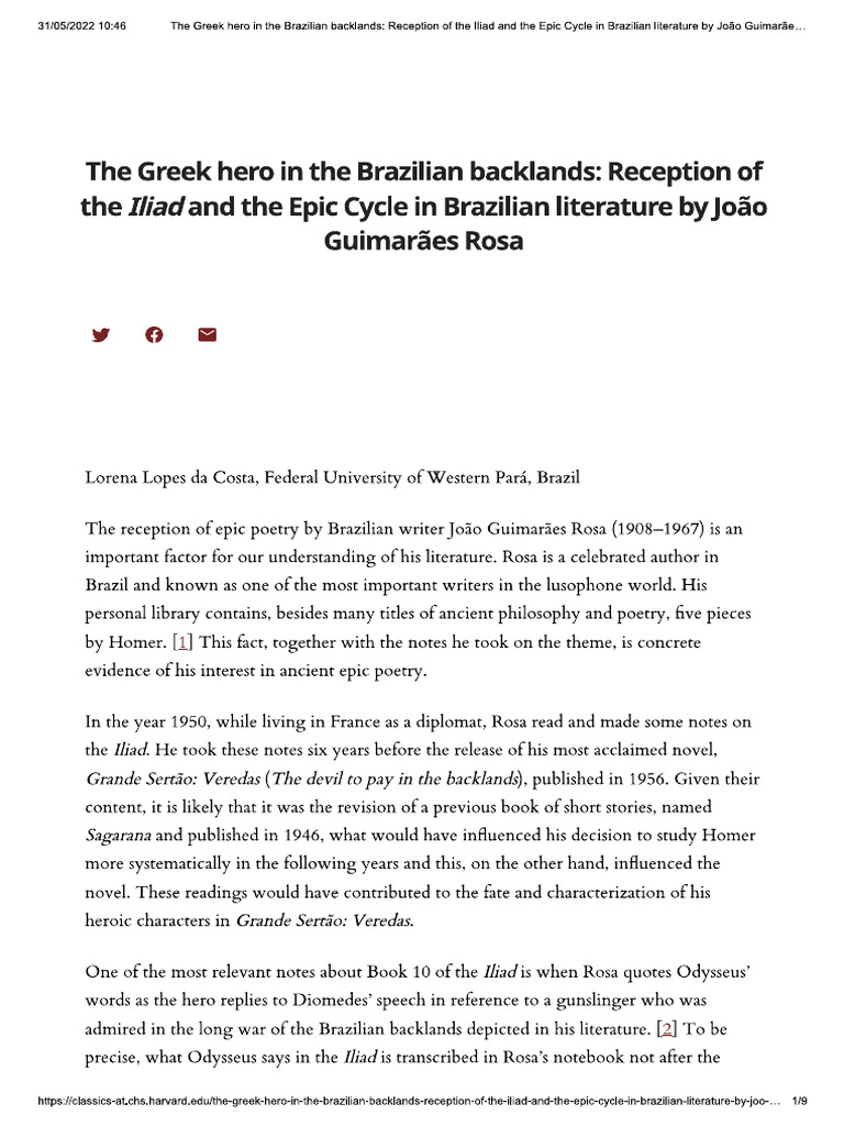 The Greek Hero in the Brazilian Backland | PDF