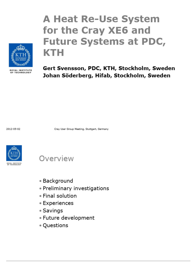 A Heat Re-Use System For The Cray XE6-final | PDF | Radiator | Heat