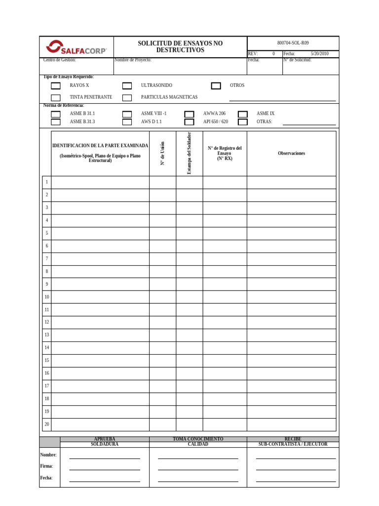 Sol r09 Solicitud End Rev0 | PDF