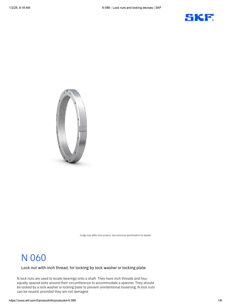 N 060 - Lock Nuts and Locking Devices - SKF | PDF | License | Nut ...