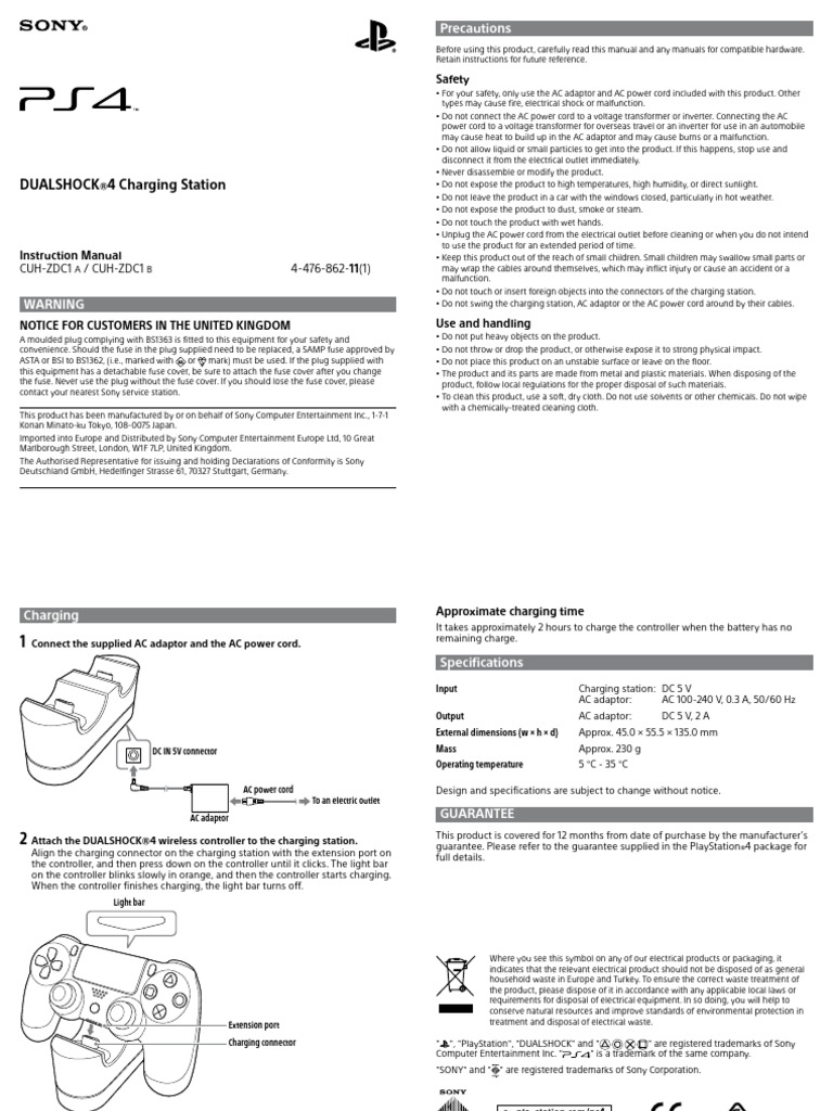 Manual Estacion Carga PS4 2 Controles | PDF | Ac Power Plugs And ...