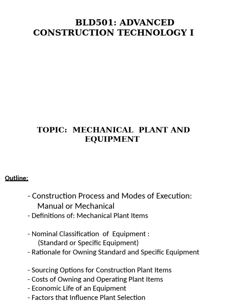 Mechanical Plant in Construction | PDF | Heavy Equipment | Engineering