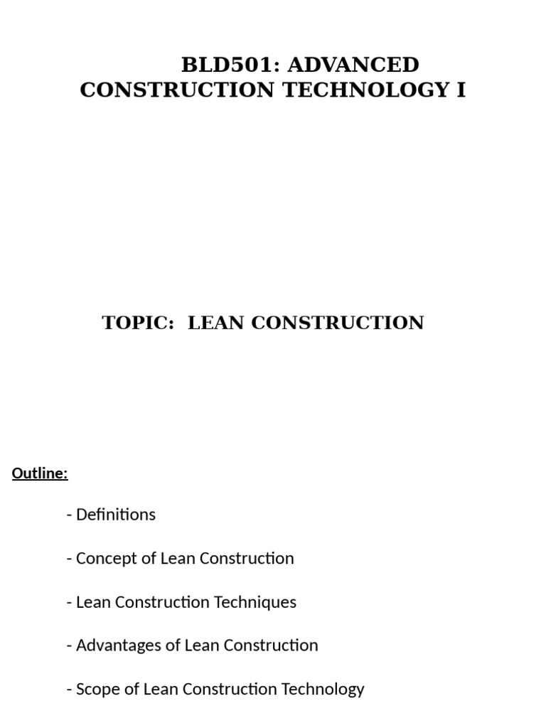 TOPIC- LEAN CONSTRUCTION | PDF | Lean Manufacturing | Business Economics
