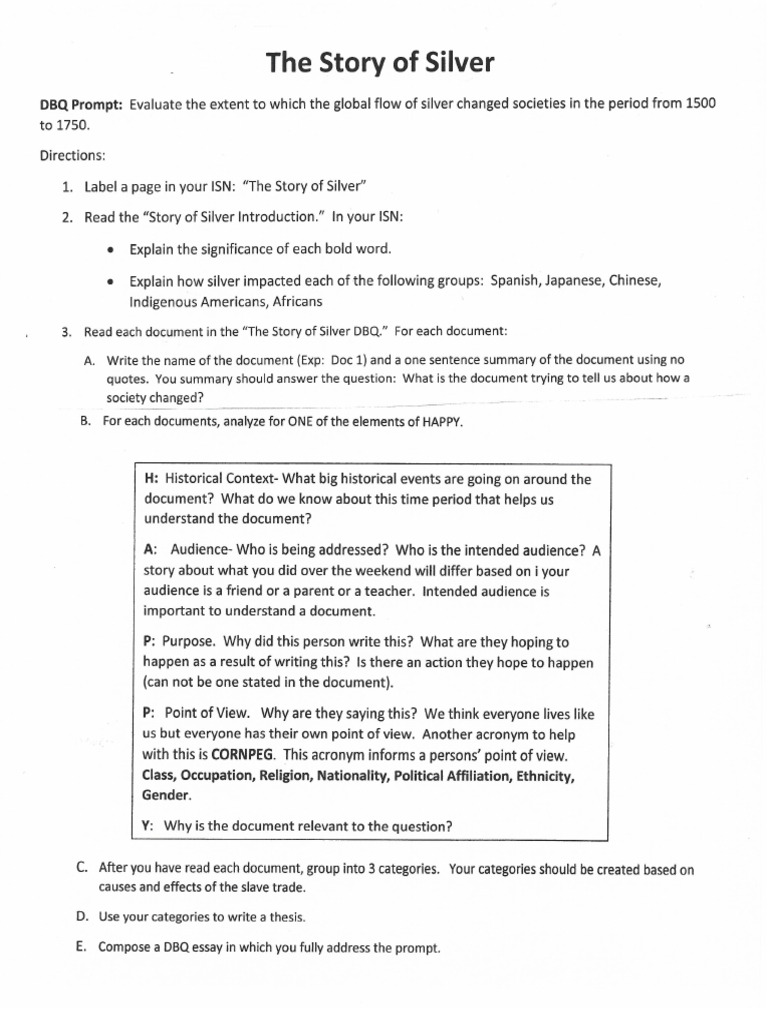 DBQ The Story of Silver | PDF