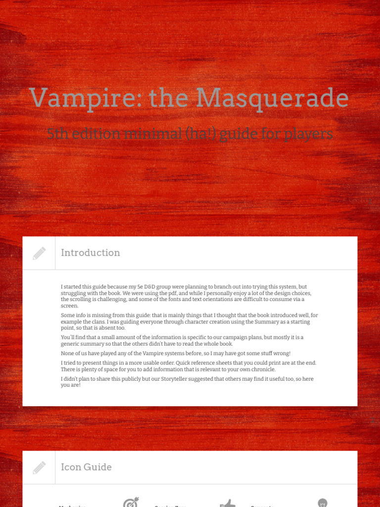 VTM 5E Quick Reference Guide | PDF | Tabletop Games