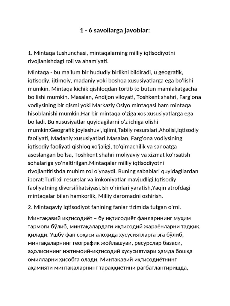 1-6 Javoblar | PDF