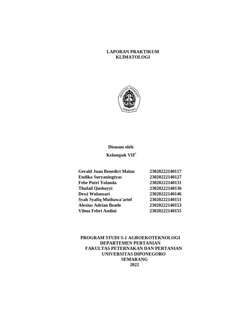 Acc Bersyarat 7c Lapres Acara 1 Dan 2 Laporan Klimatologi | Pdf