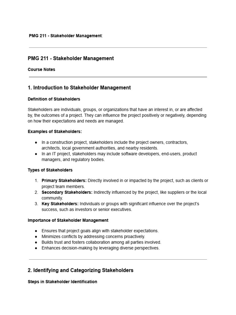 Stakeholder Management and Conflict Resolution | PDF | Negotiation ...