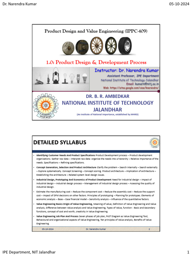 Product Design & Value Engineering Syllabus | PDF | System | Prototype