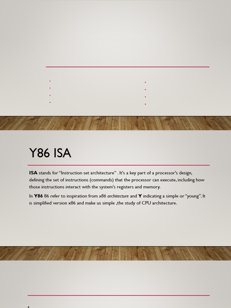 Y86 Instruction Set Architecture Overview | PDF | Central Processing ...