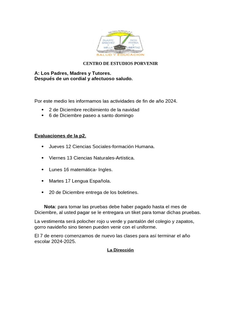 Actividades Fin de Año 2024 en Porvenir | PDF