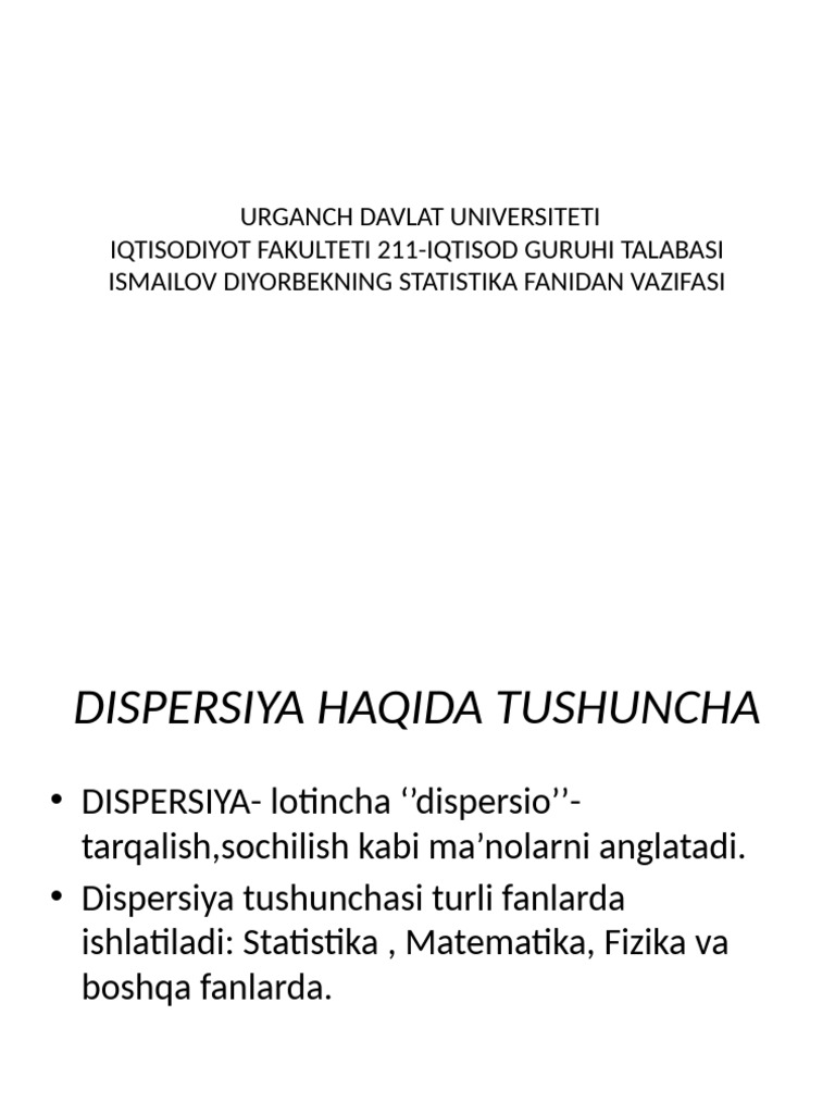 Statistika Dispersiya | PDF