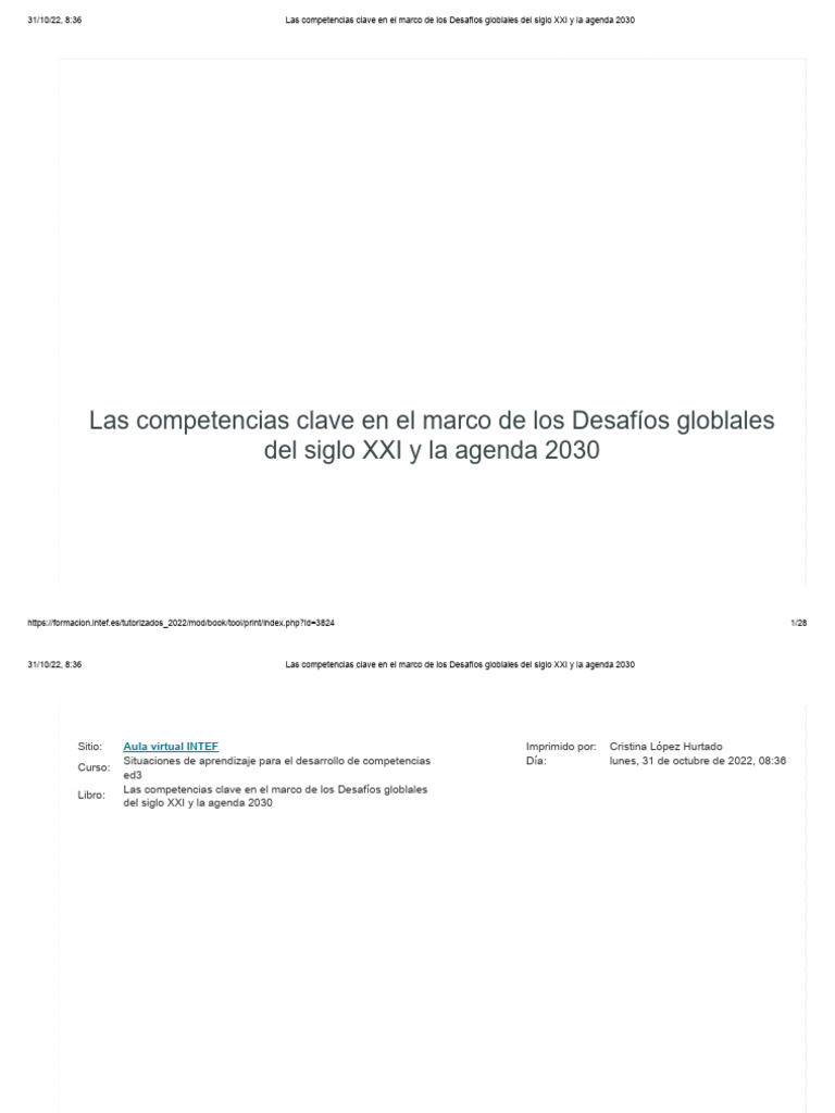 Las Competencias Clave en El Marco de Los Desaf°os Globlales Del Siglo XXI y La Agenda 2030 ...