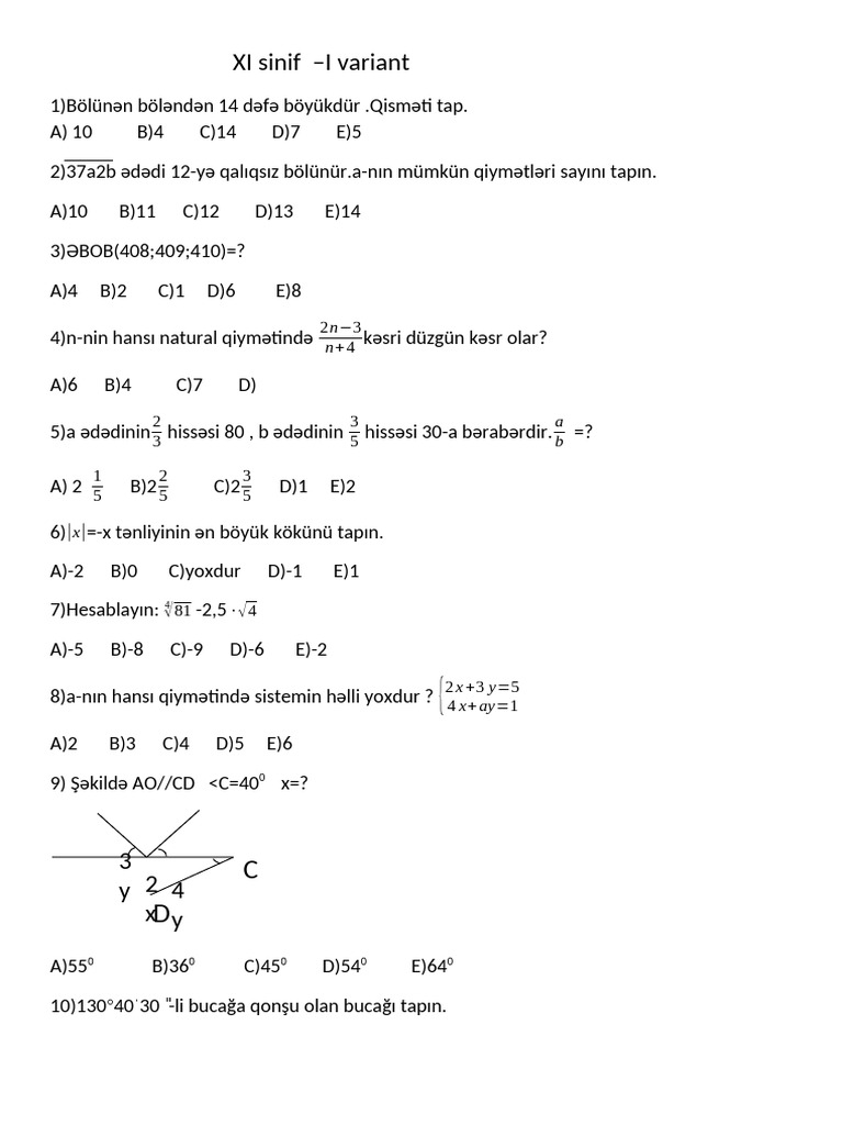 Xi Sinif I Variant 3 Pdf