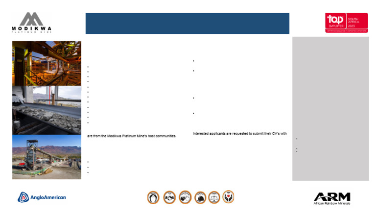 Modikwa Mine Graduate Internship 2024 | PDF | Engineering | Mining
