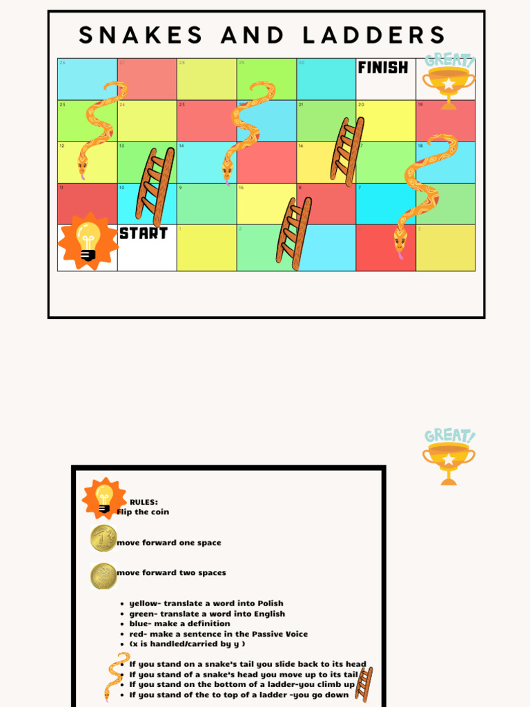Snakes and Ladders Board Game A4 | PDF