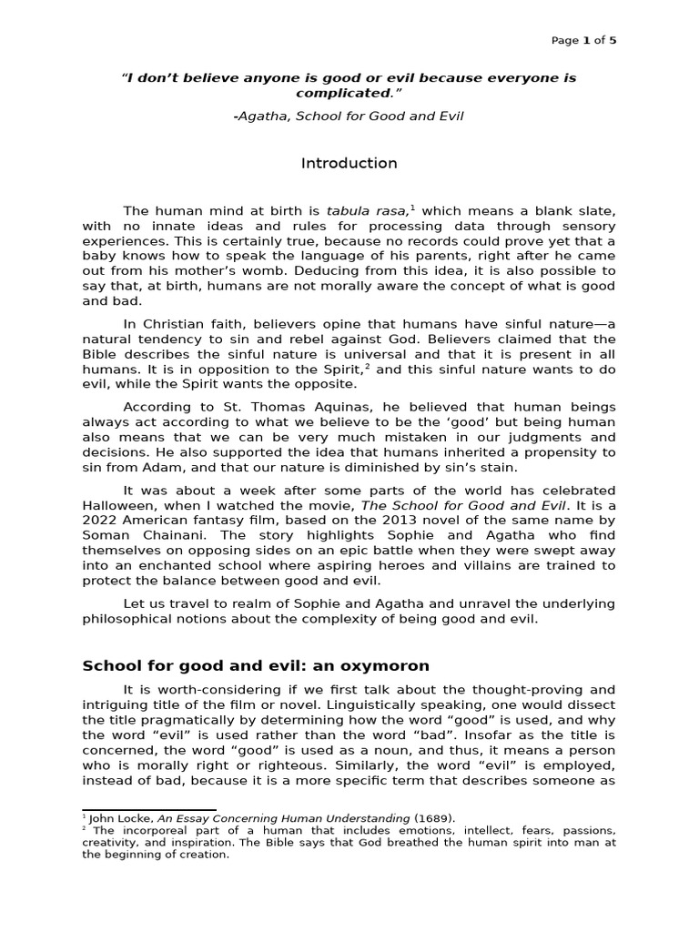 REFLECTION On The School For Good and Evil | PDF | Good And Evil | Evil