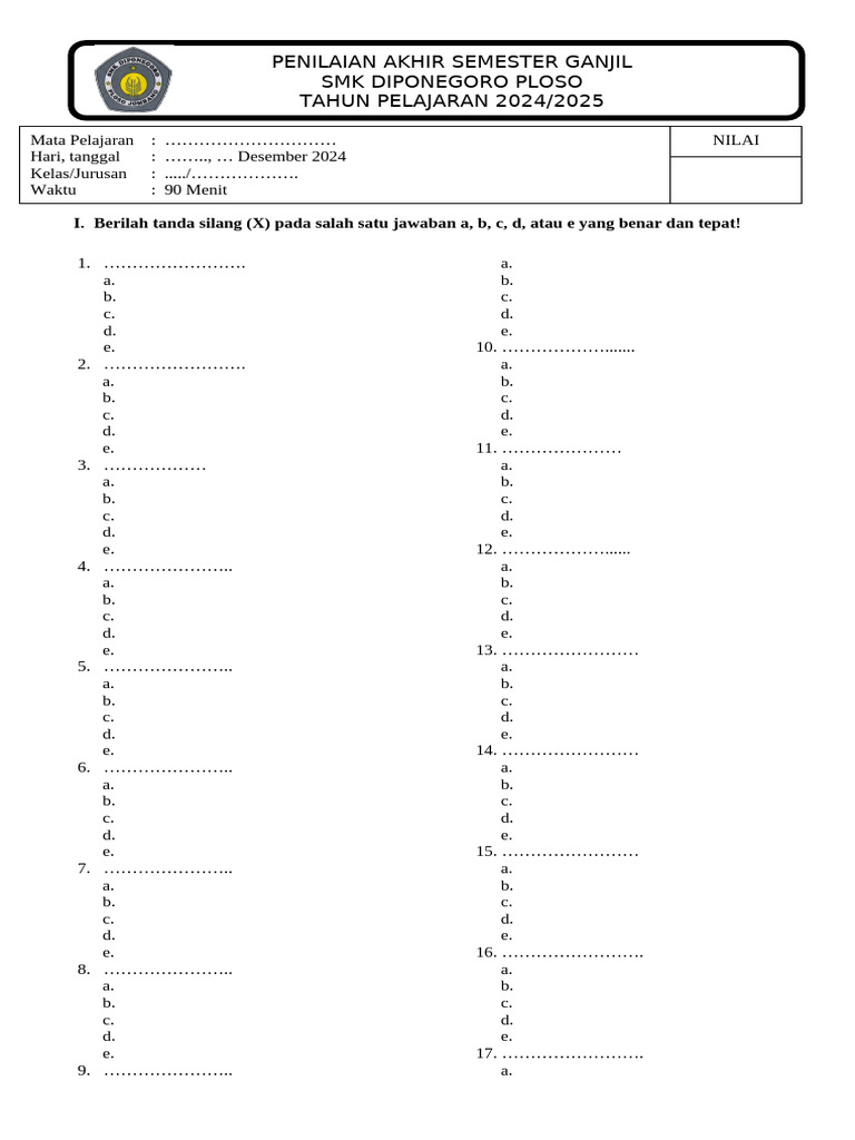 KOP_SOAL_PAS_GANJIL_(BARU)_2024_-_2025[1] | PDF