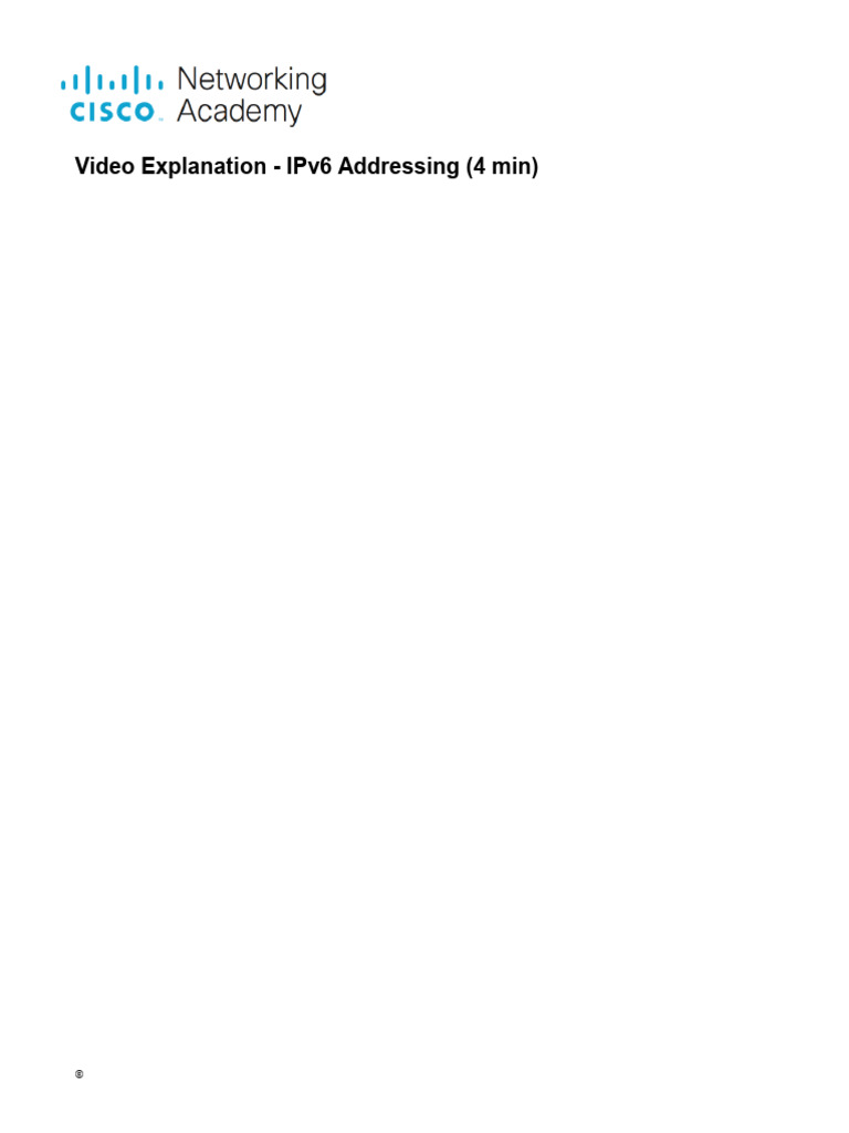 6.1.1.3 Video Explanation - IPv6 Addressing | PDF
