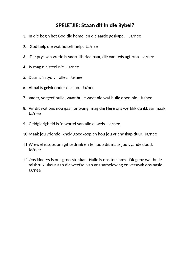 Sessie 6 Jeug Alpha Speletjie Staan Dit in Die Bybel | PDF