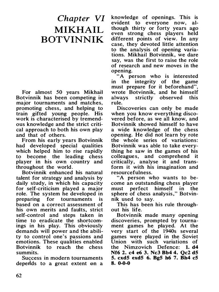 Mikhail Botvinnik's Chess Strategies | PDF | Chess Theory | Chess