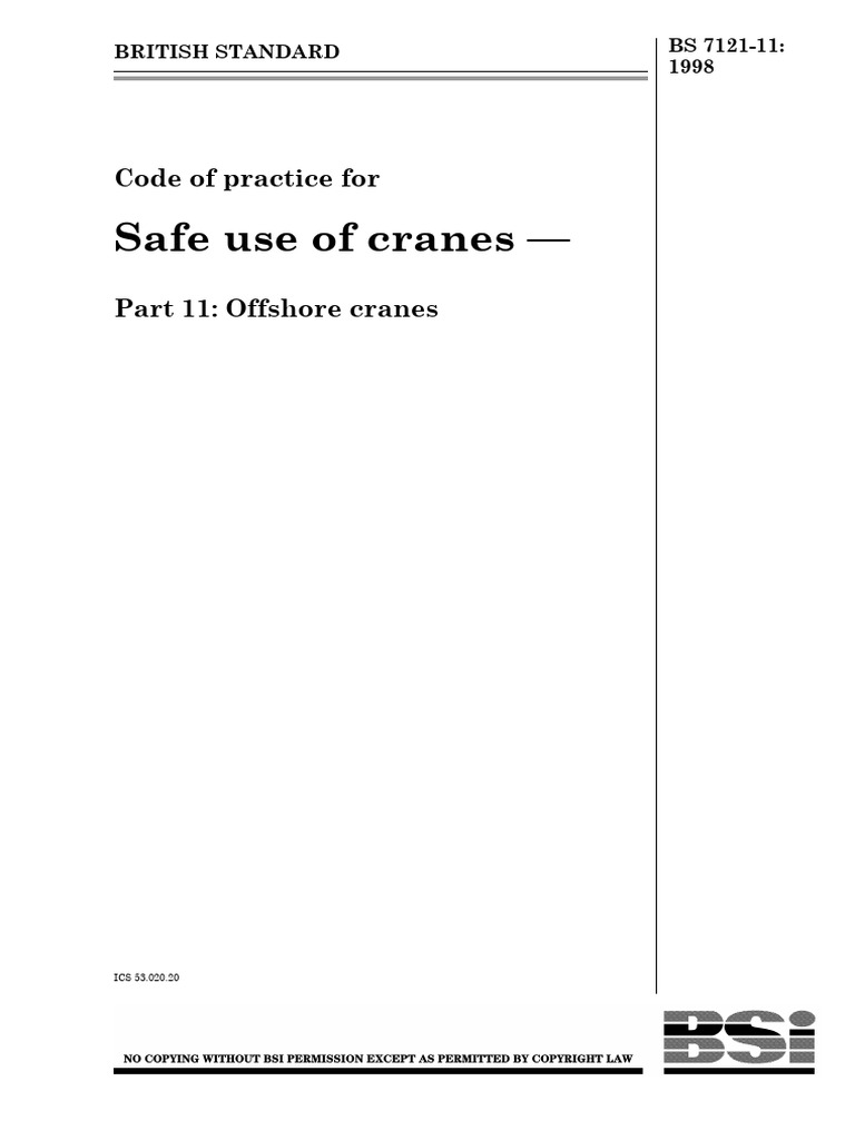 BS 7121-11 Offshore Cranes | PDF | Crane (Machine)