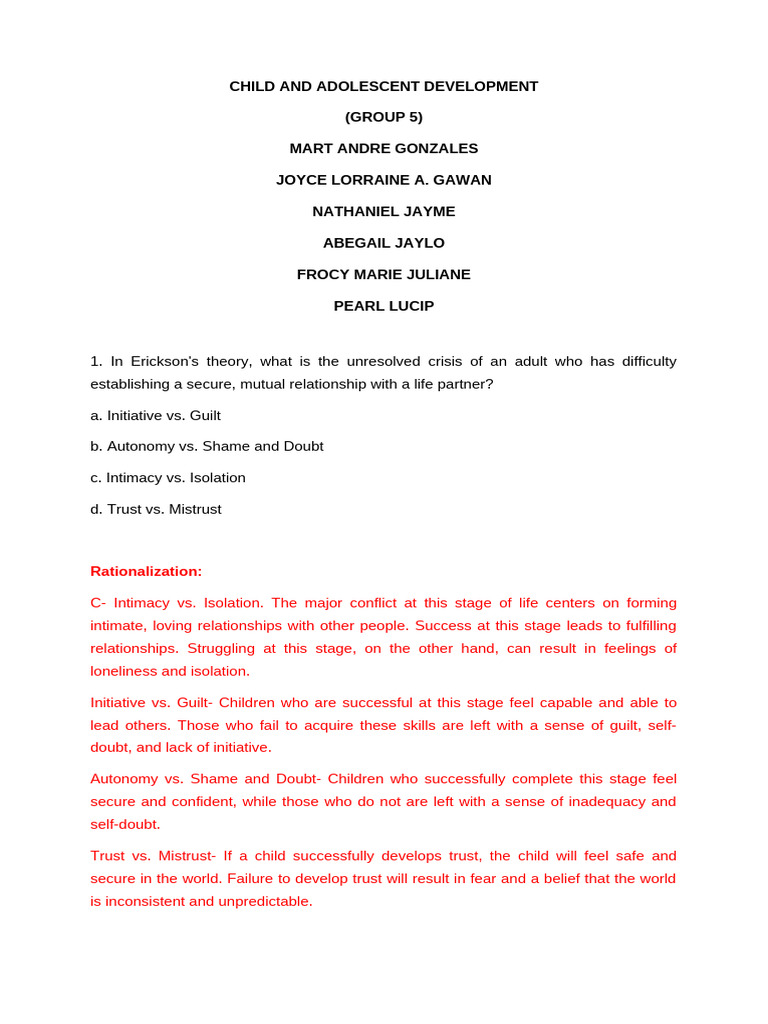 Child and Adolescent (RATIONALIZATION) | PDF | Adolescence | Intelligence