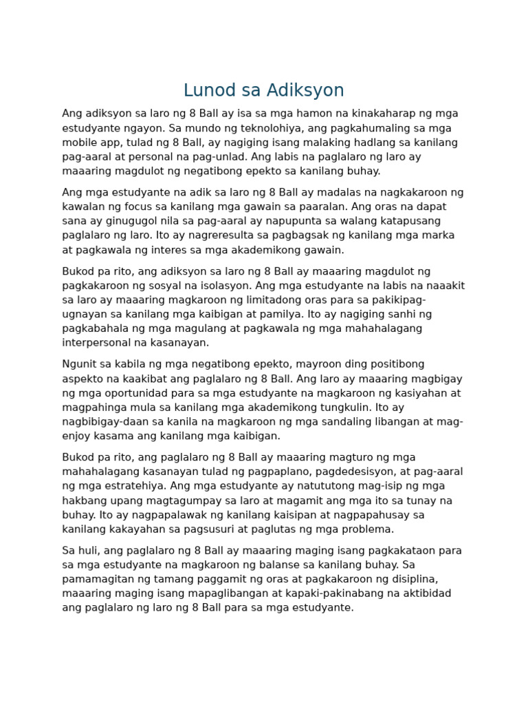 Lunod Sa Adiksyon | PDF