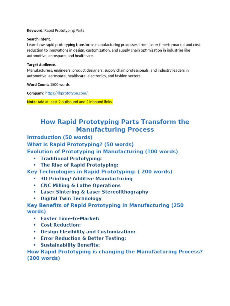 How Rapid Prototyping Parts Transform The Manufacturing Process | PDF