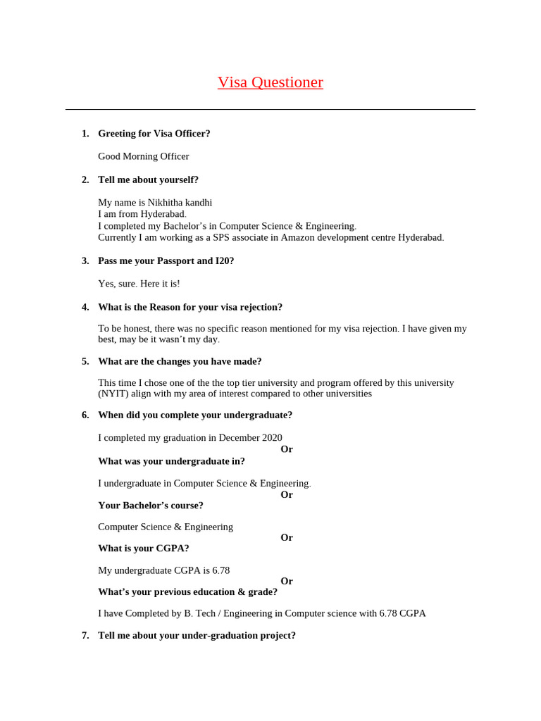 Visa Mock Questioner 2023 Nikki | PDF | Artificial Intelligence ...