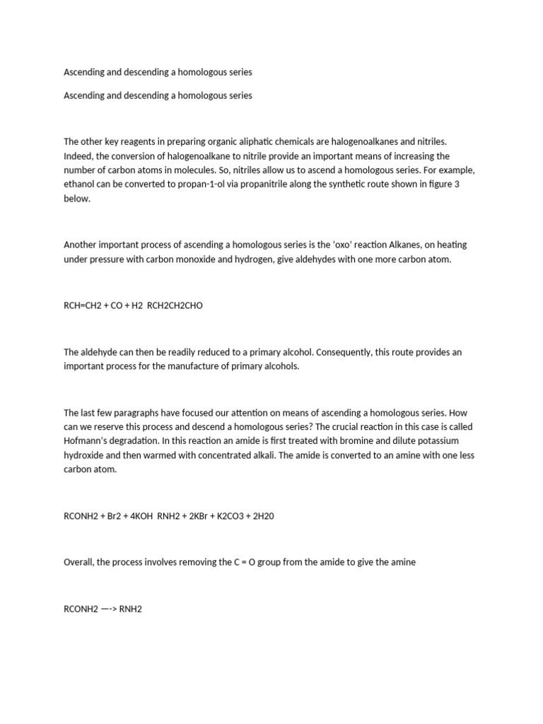 Organic Chemistry: Homologous Series | PDF