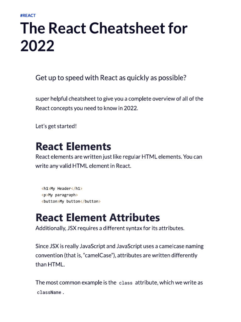 ReactJs Cheat Sheet | PDF