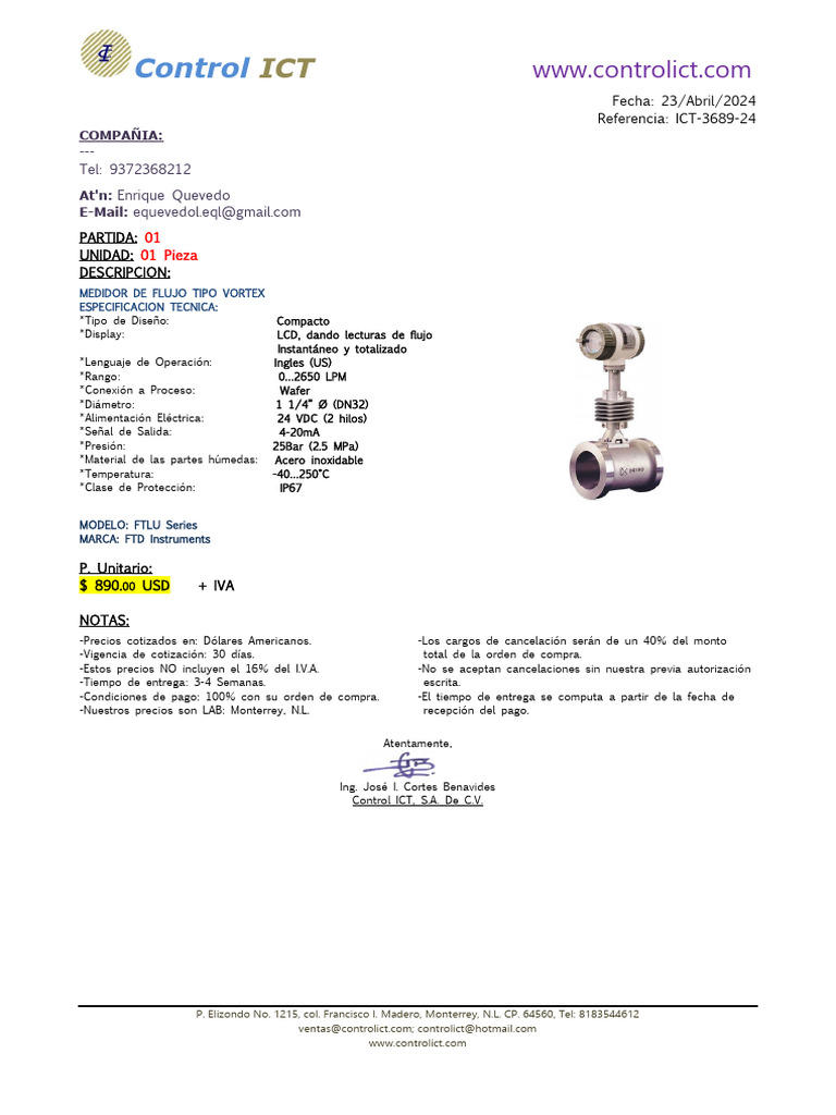 ICT-3689-24 FTLU Vortex de 1.25 Enrique Quevedo | PDF