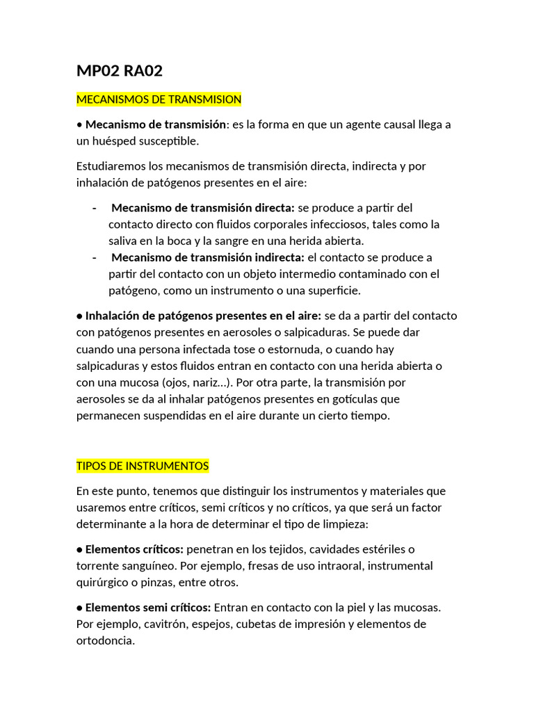 MP03 Ra02 Examen | PDF | Esterilización (Microbiología) | Especialidades Medicas