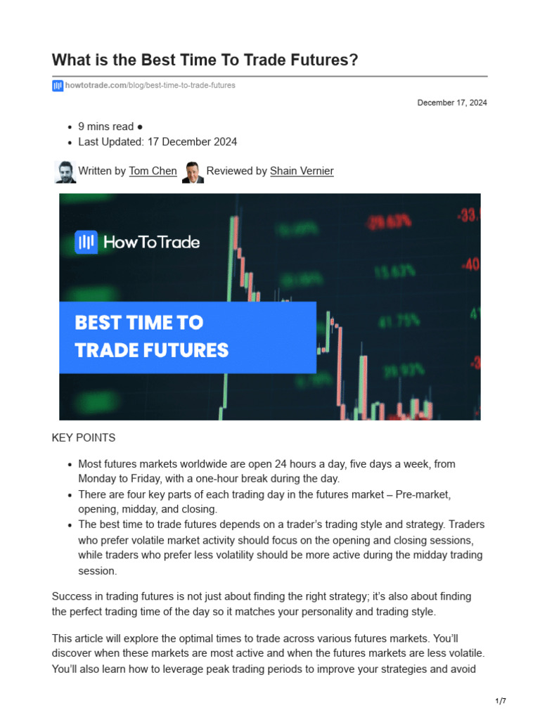 Best Times to Trade Futures Explained | PDF | Contract For Difference ...