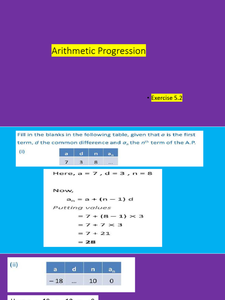 Arithmetic Progression Class X Ex 5.2 | PDF
