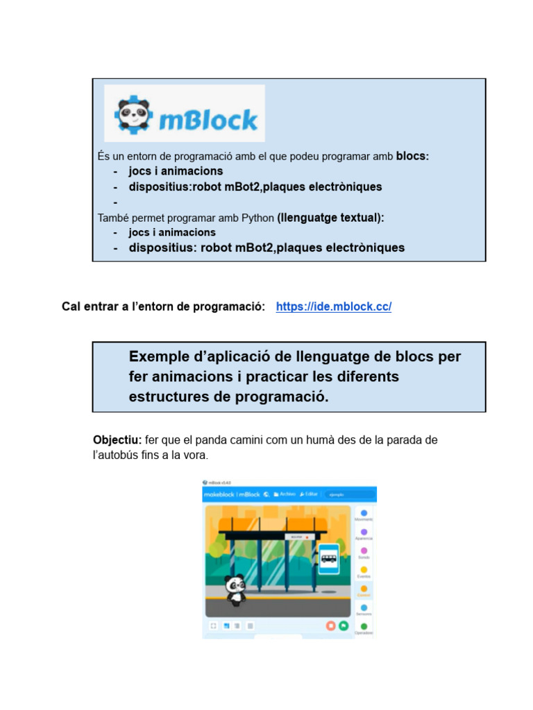 BLOCS Jocs - Dispositius - Estructures de Programació Mblock | PDF