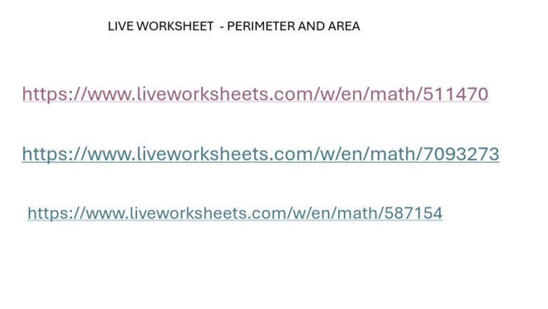 Live Work Sheet Perimeter and Area | PDF