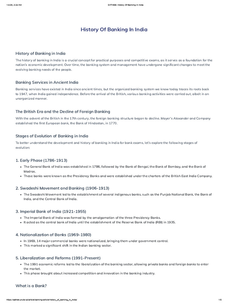 Evolution of Banking in India History | PDF | Banks | Financial Services