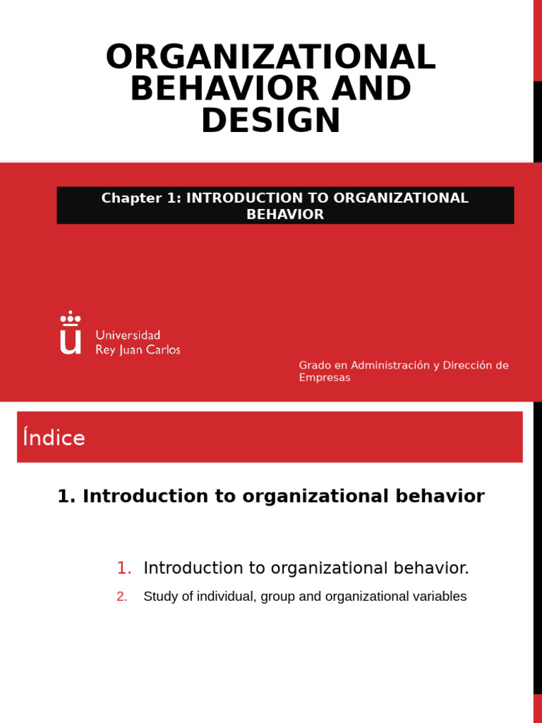 Chapter 1 OBD INTRODUCTION TO ORGANIZATIONAL BEHAVIOR | PDF ...
