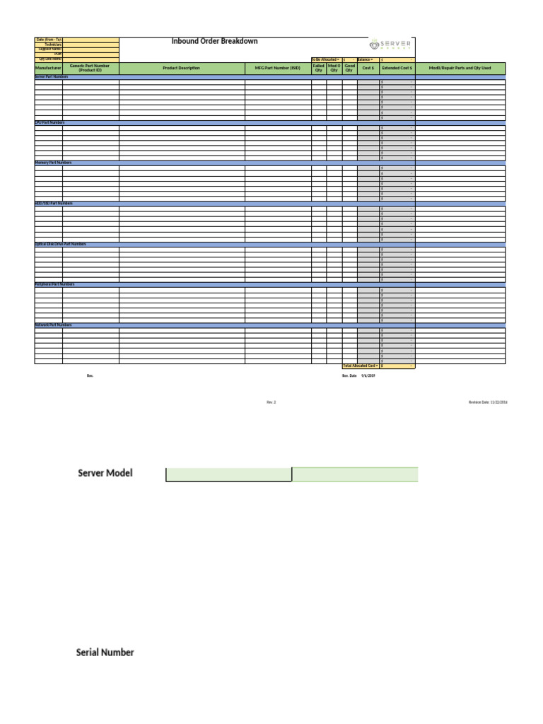 Inbound Order Breakdown Template | PDF | Hard Disk Drive | Computing