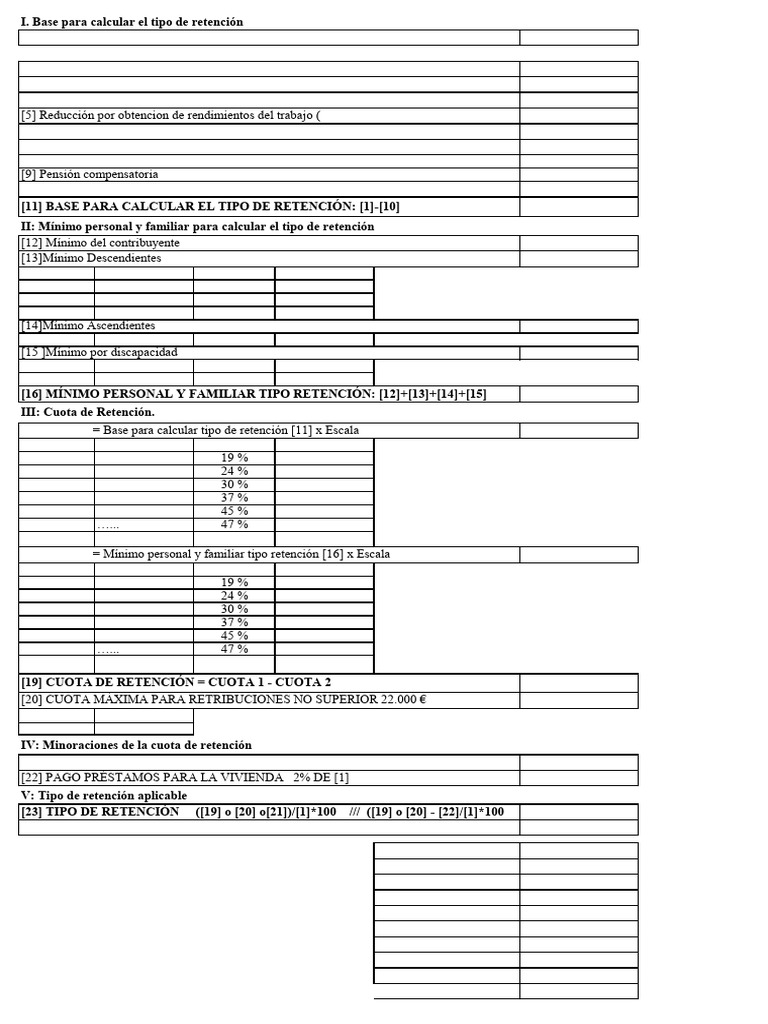 PLANTILLA CÁLCULO IRPF | PDF