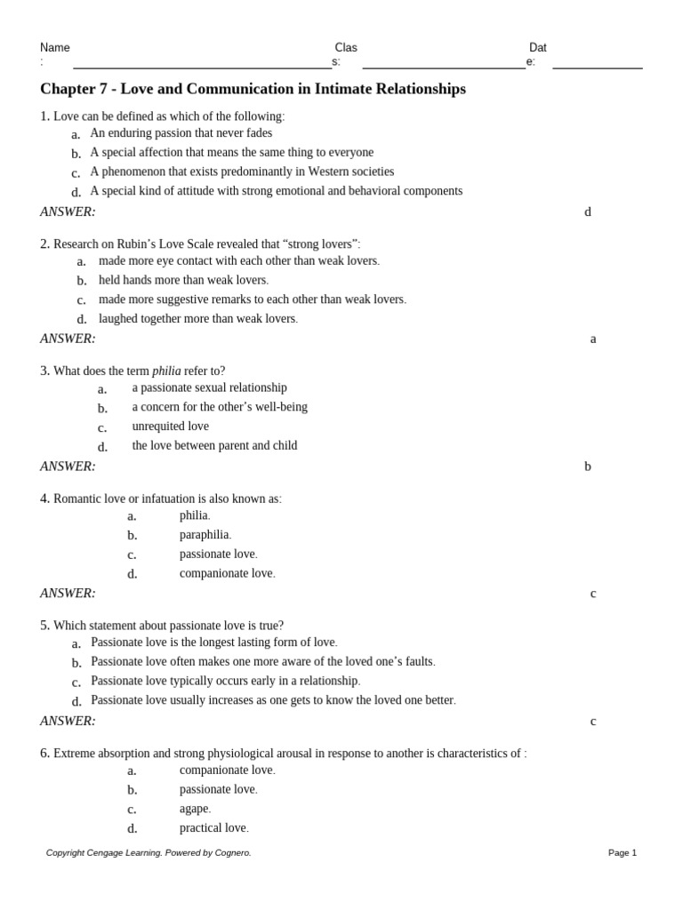 Chapter 7 Love and Communication in Intimate Relationships | PDF | Love | Human Sexual Activity