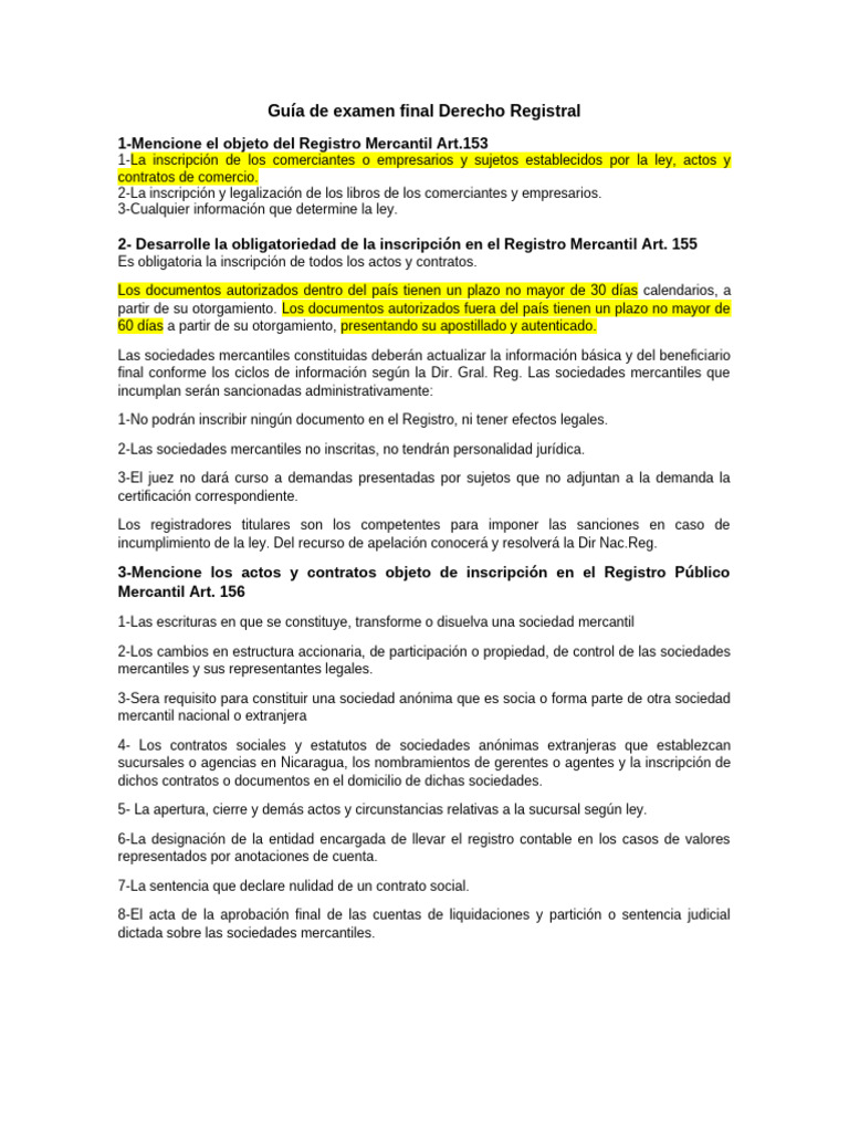 Guia de Examen Final Derecho Registral | PDF | Sociedad de responsabilidad limitada | Apelación