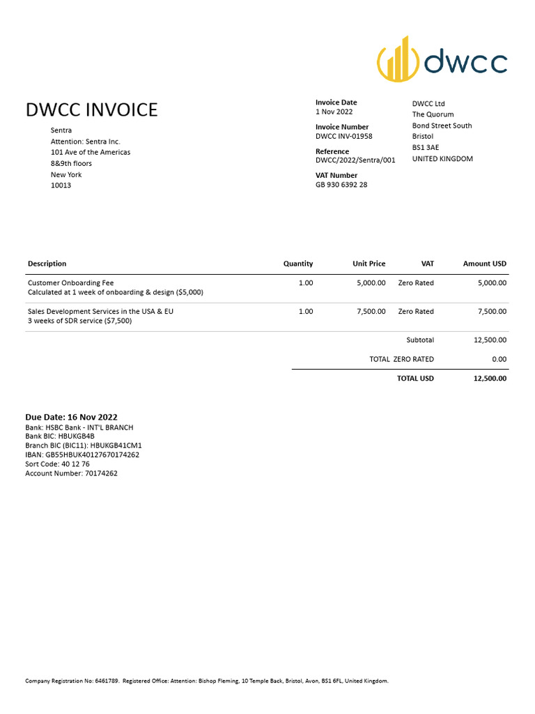 Sentra Inc. - Tax - Invoice - DWCC Ltd. - DWCCINV-01958 - 11012022 ...