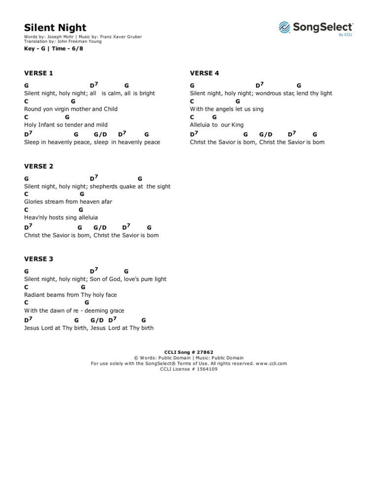 Silent Night Lyrics and Guitar Chords | PDF
