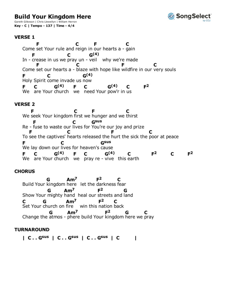 Build Your Kingdom Here-chords-C | PDF | Religious Belief And Doctrine