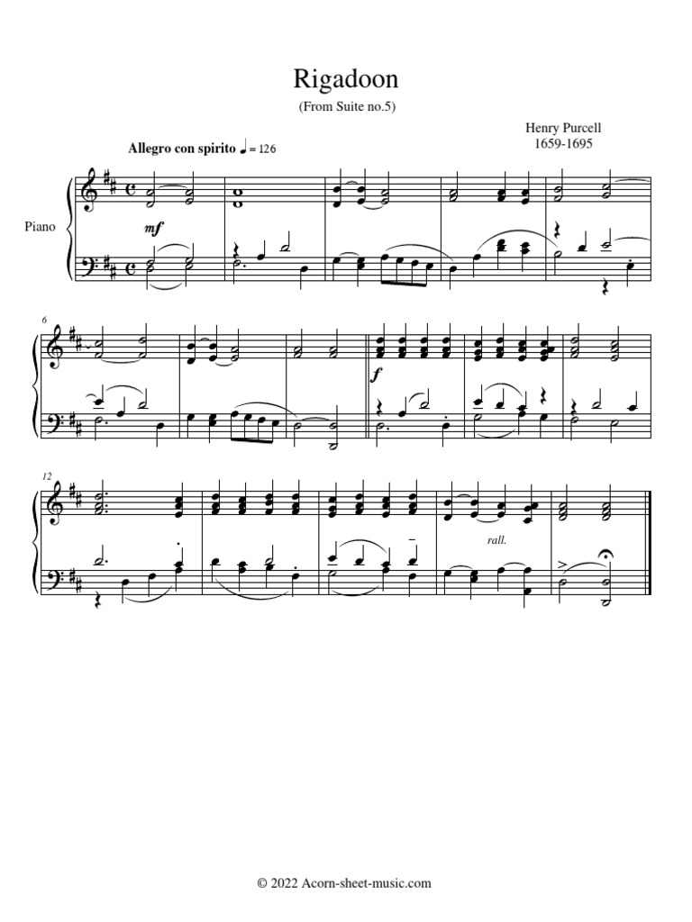 (Free Scores - Com) Purcell Henry Rigadoon Piano 7695 204351 | PDF
