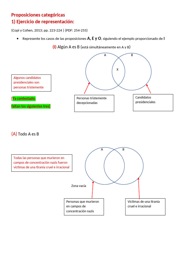 Ejercicio Sobre Representaci N de Proposiciones Categ Ricas 220314 | PDF | Proposición | Lógica